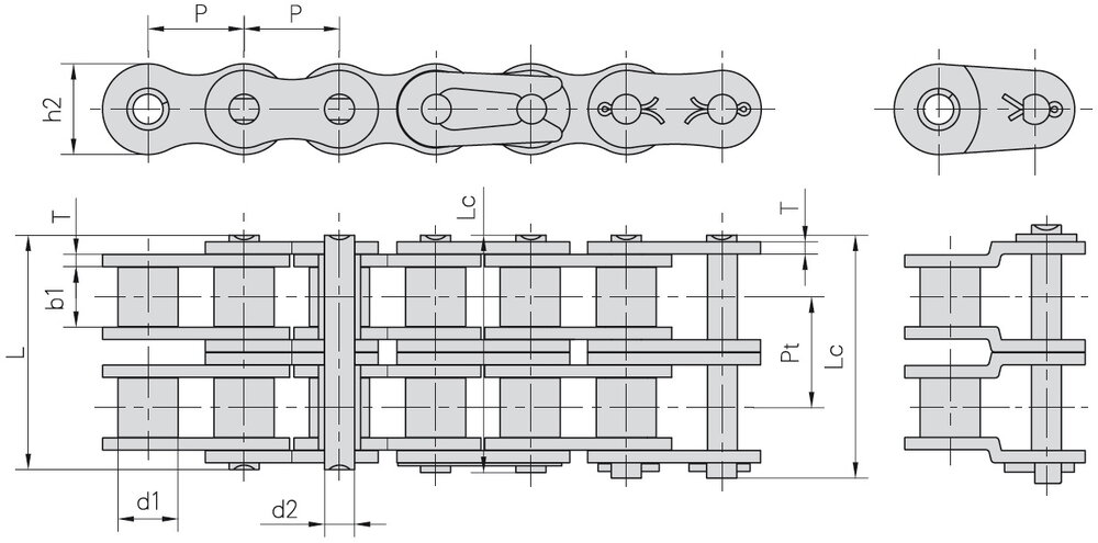 08A-2 roller chain (ANSI 40-2)