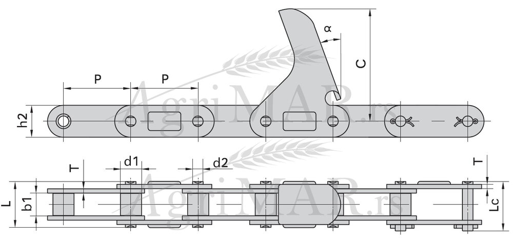 C2060H – 72/8 cornhead gathering chain